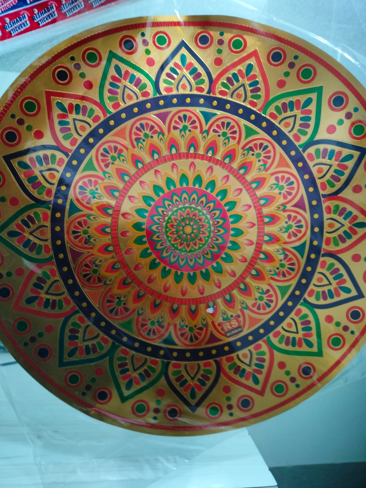Muggu Floor Stickers Gold Assorted 20″20″ 1pc – Vizag Party Shop