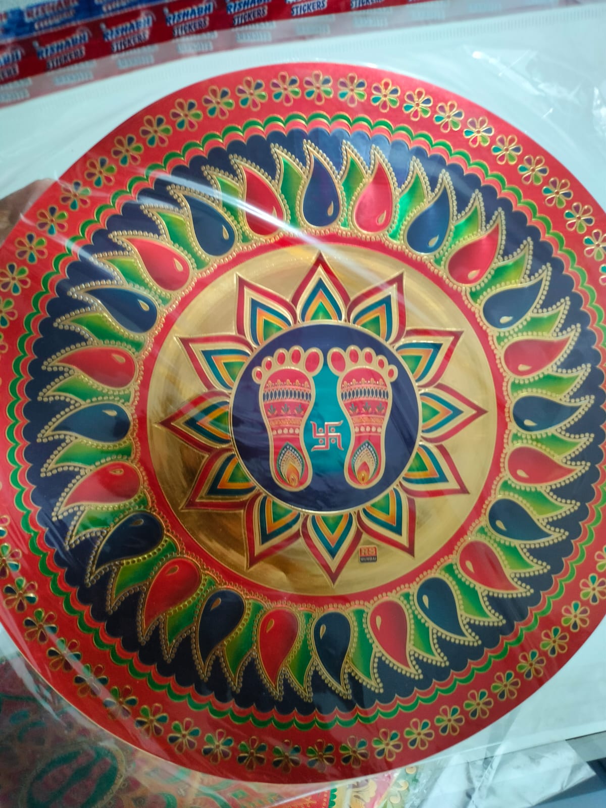 Muggu Floor Stickers Gold Assorted 20″20″ 1pc – Vizag Party Shop