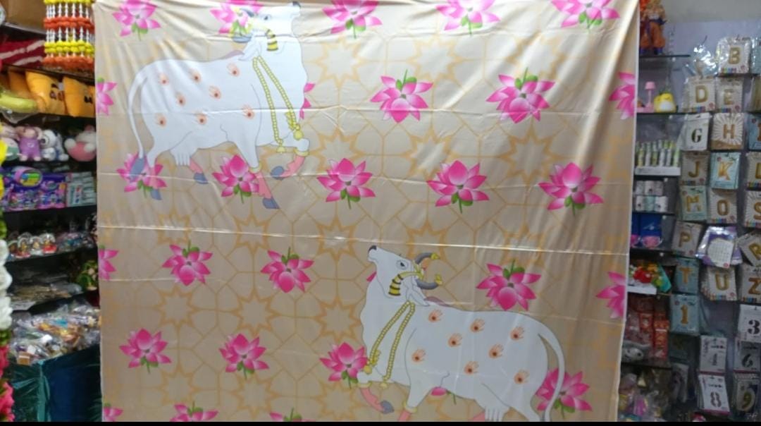 Backdrop Cow Lotus Cream – 8ftX8ft – Vizag Party Shop