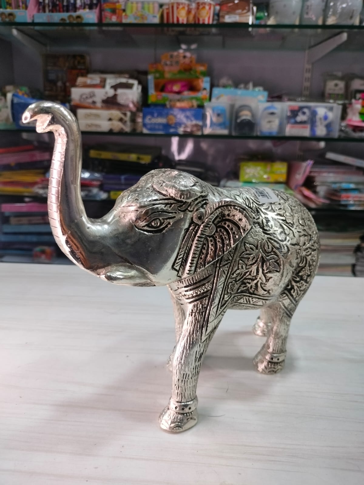 Elephant 10″inch – Antique German Silver – Vizag Party Shop