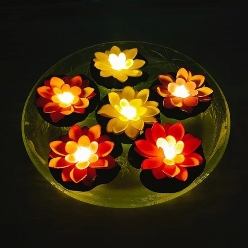 LED Floating Lotus 6pc – Assorted – Vizag Party Shop